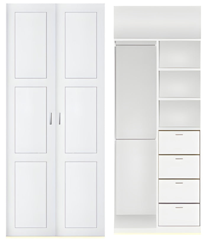 2 door Polyurethane hinged door wardrobe (3 panel door layout ...