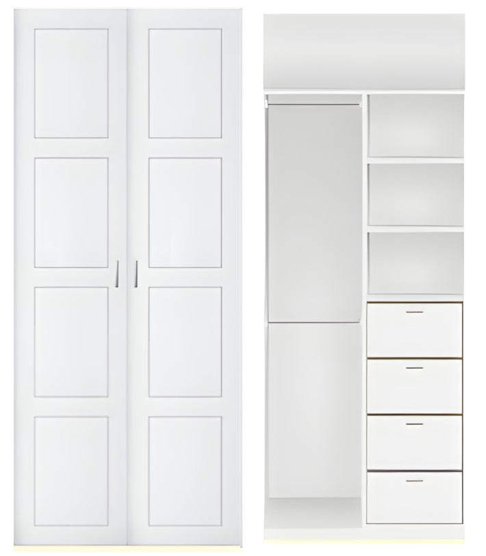 2 door Polyurethane hinged door wardrobe (4 panel door layout ...