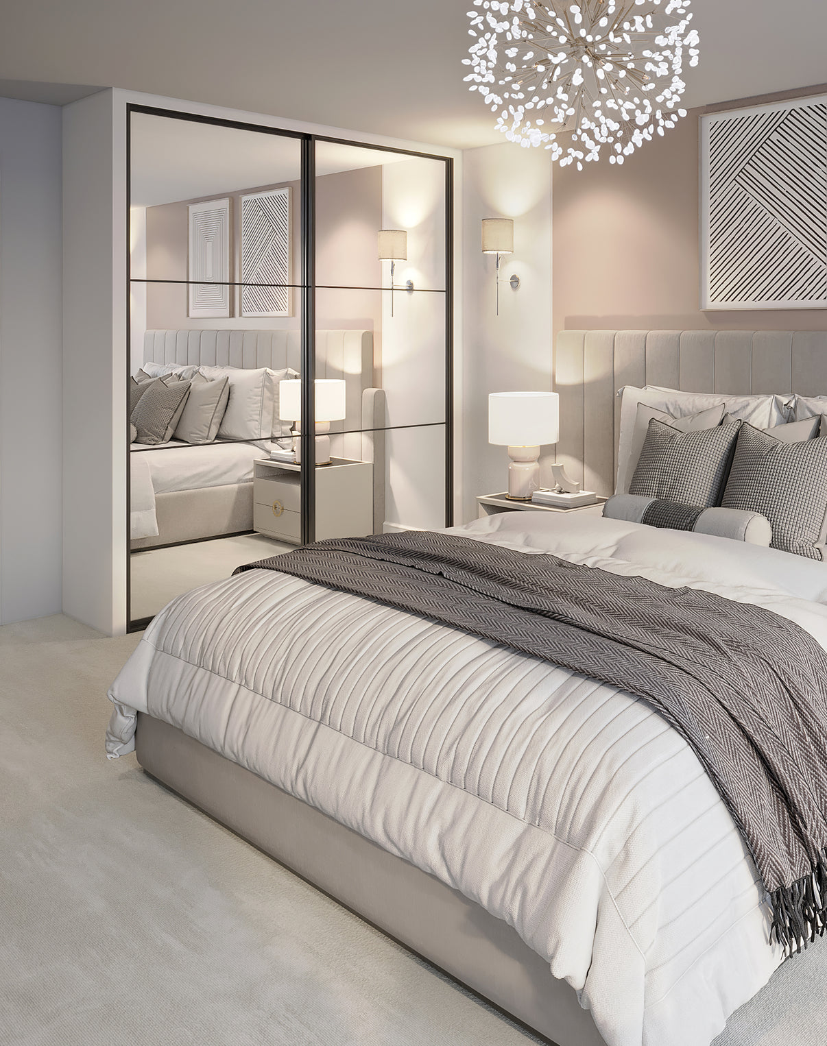 2-Door Mirror 3 panel built-in Wardrobe – Impressive Wardrobes